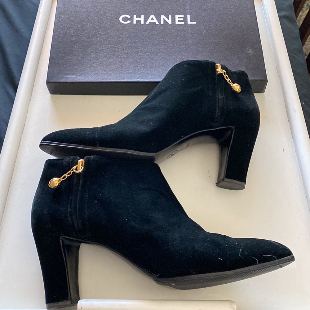 Vintage Chanel Black Velvet Ankle Boot - Gem